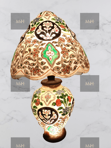 Side Table Camel Skin Lamp | Multan Handicrafts